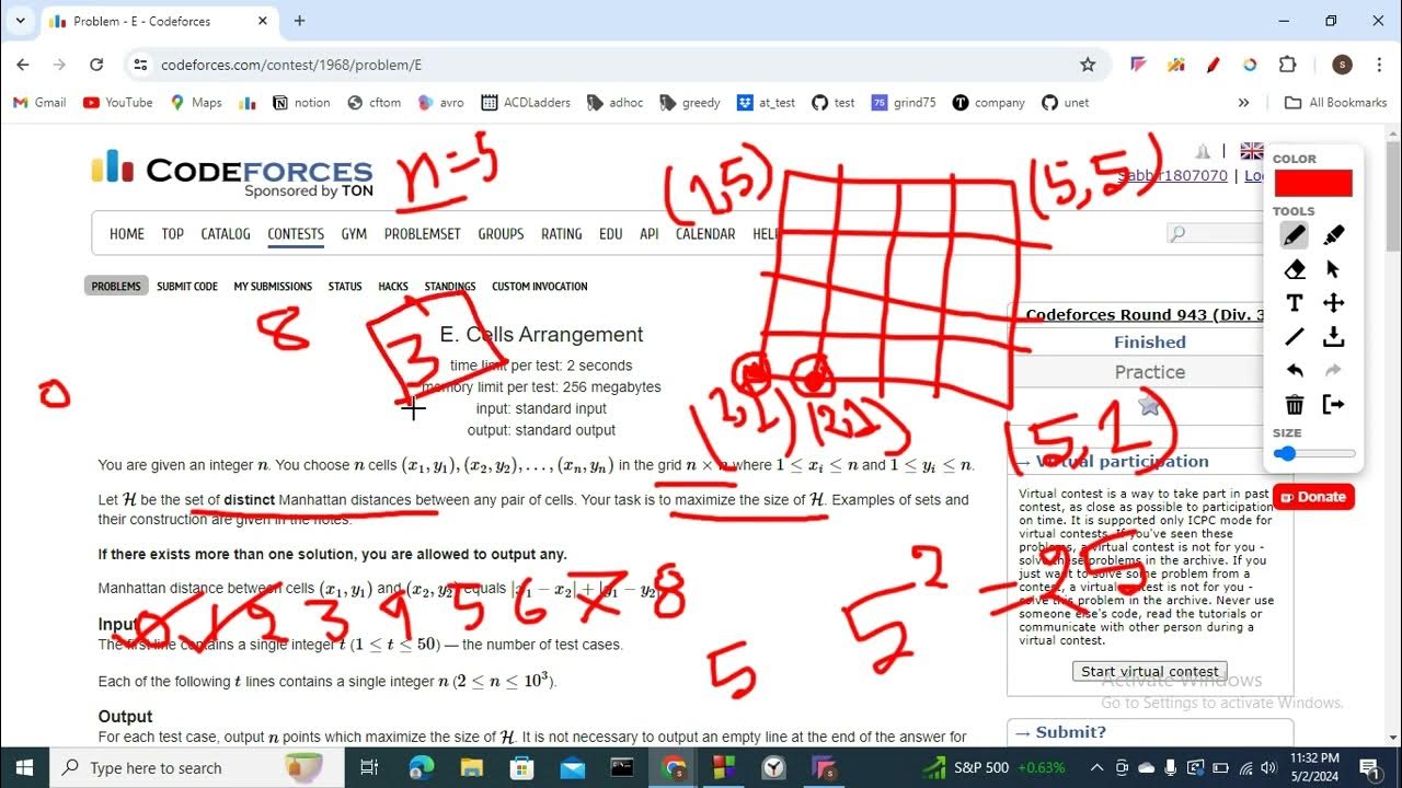 E . Cells Arrangement || Codeforces Round 943 (Div. 3) - YouTube