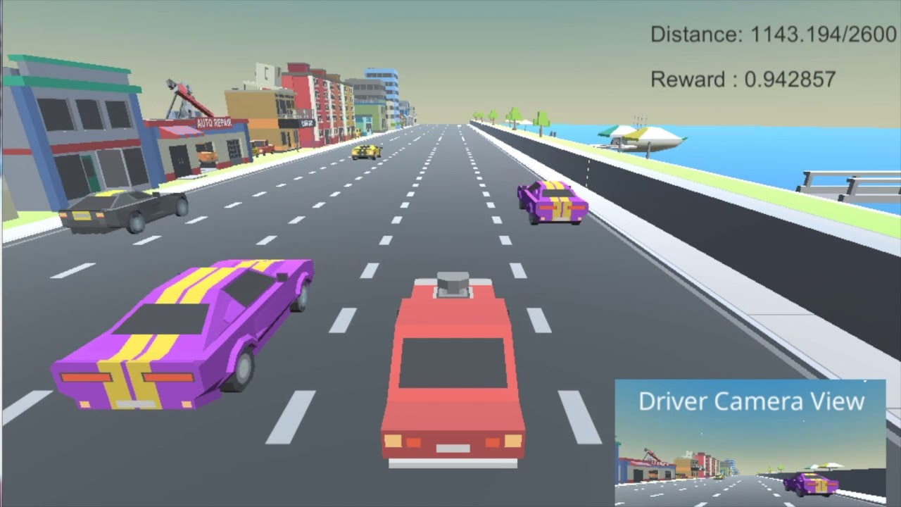 Unity ML-agents Vehicle Environment Evading Dynamic Obstacles - YouTube