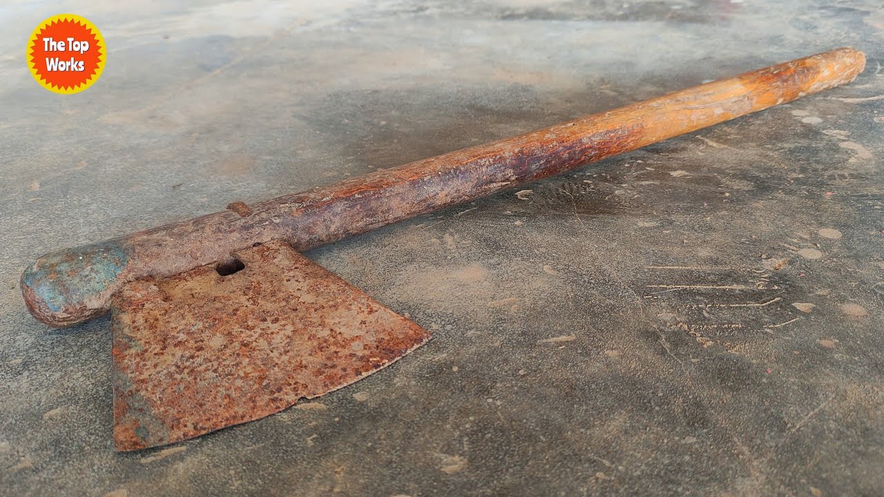 Antique rusty axe-like cleaver restoration | It was used for cotton ...