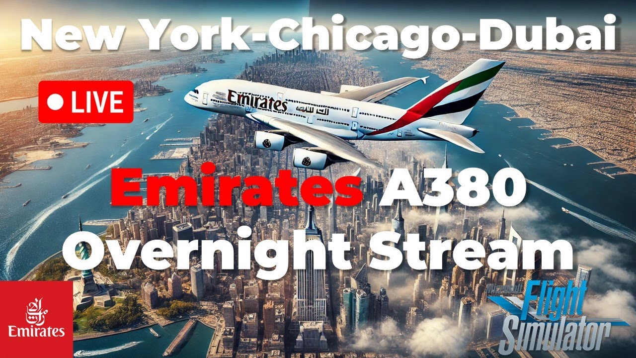 🔴LIVE: A380 Emirates |New York-Chicago-Dubai| Flight Simulator - YouTube