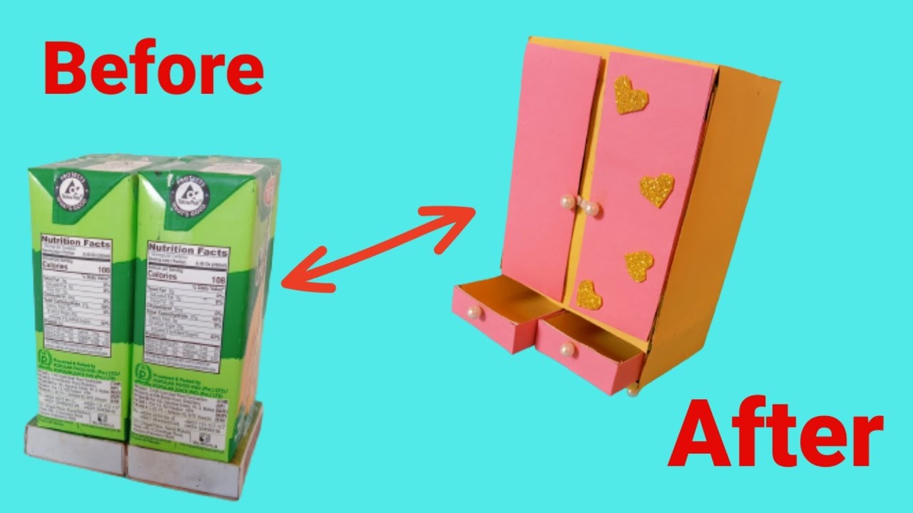 Make miniature wardrobe with juce box and matchbox | DIY Mini wardrobe ...