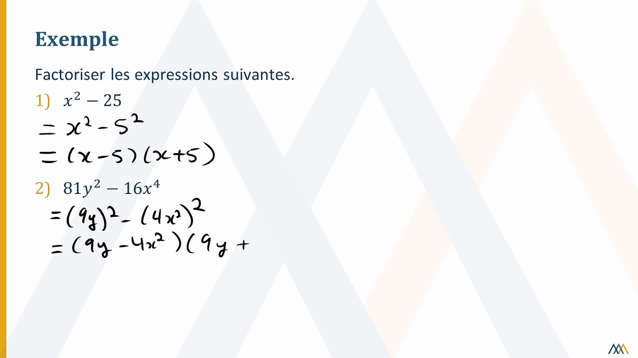 Différence de deux carrés - Technique de factorisation - YouTube