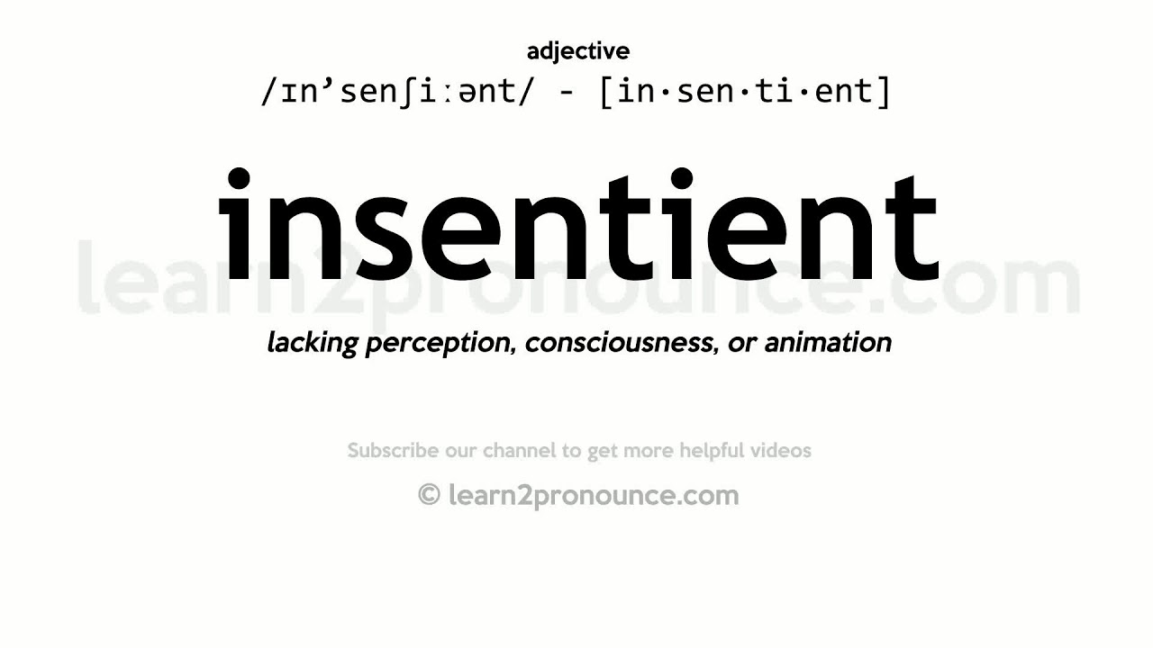 Pronunciation of Insentient | Definition of Insentient - YouTube