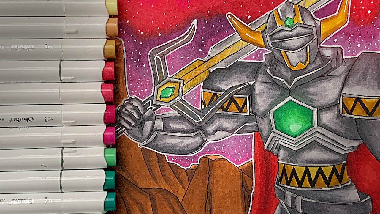 DRAWING MAGNA DEFENDER | Using ALCOHOL MARKERS | POWER RANGERS LOST ...