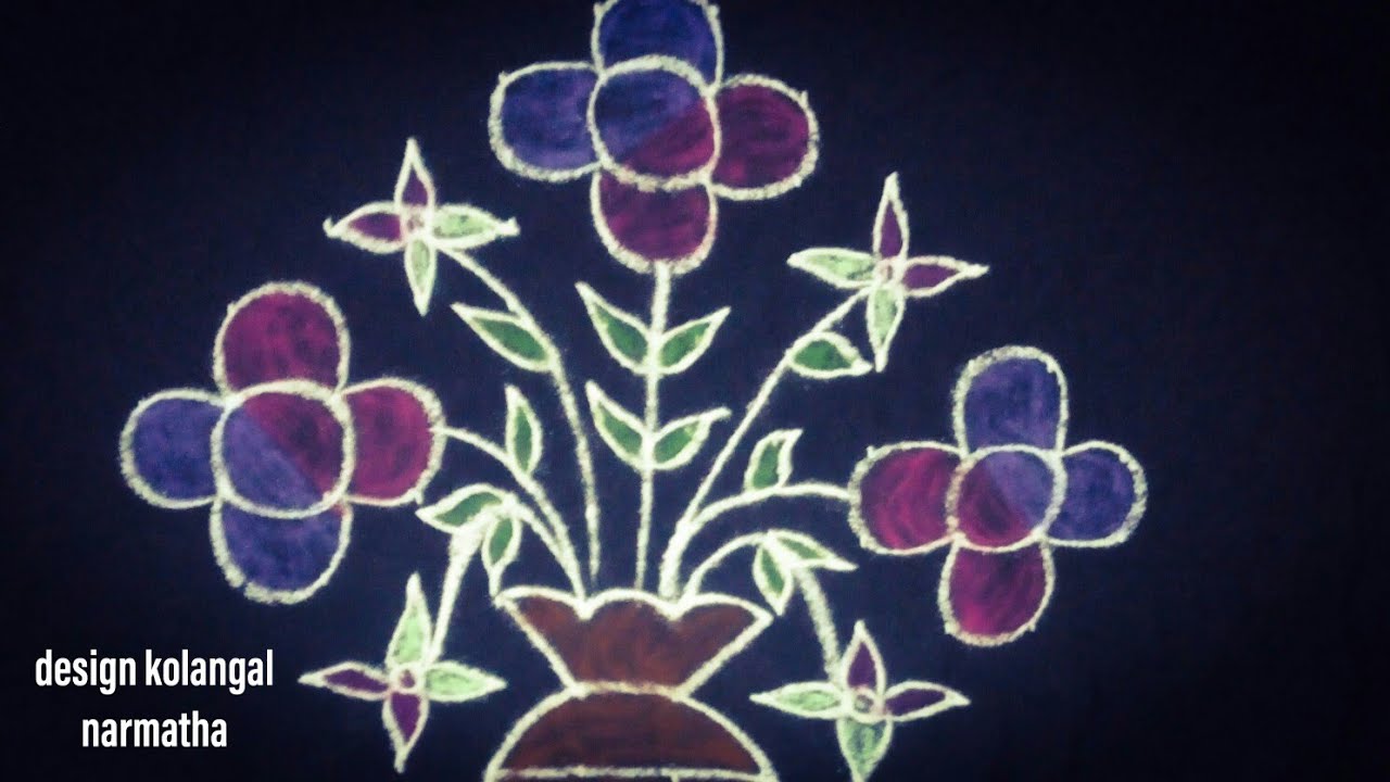 Beautiful flower kolam 12to2//simple daily kolam//poo thotti kolam ...