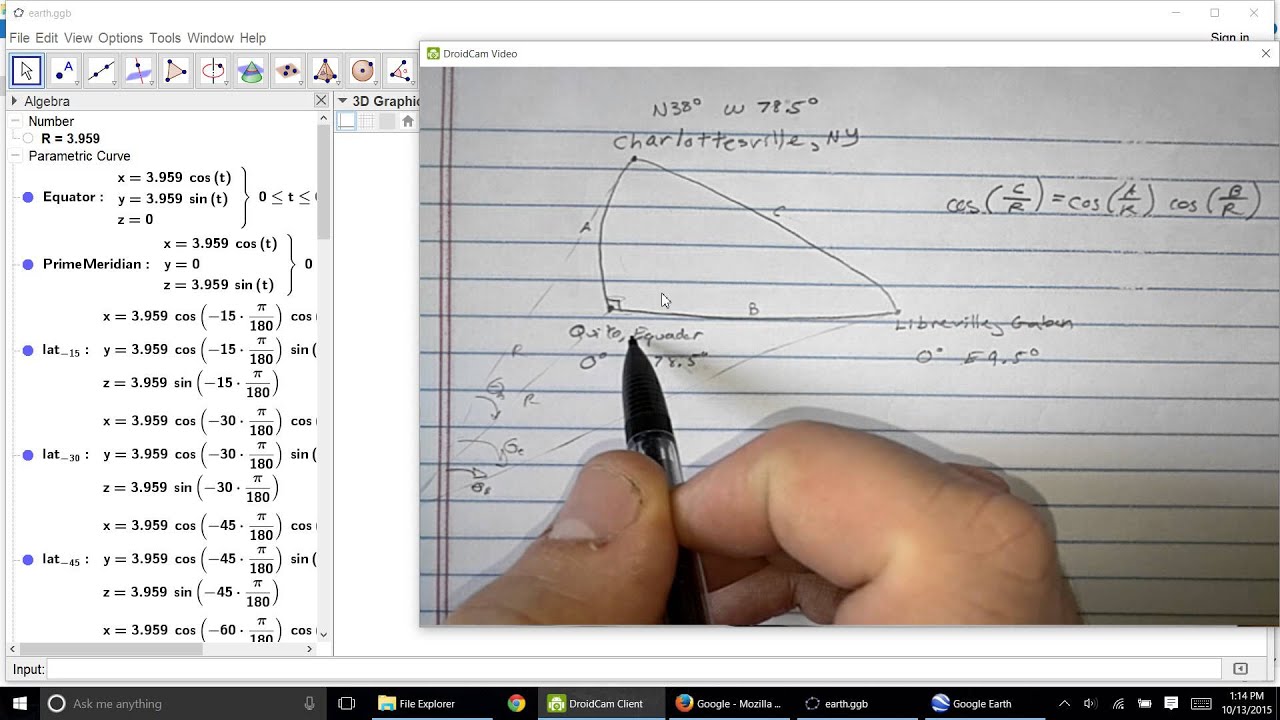 Using the Spherical Pythagorean Theorem to find the distance between ...