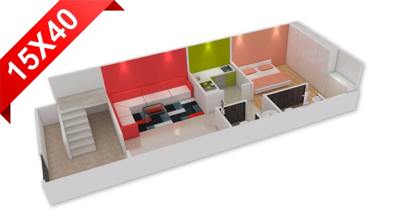 15X40 House Plan for a Small Plot | Low Budget Home Design & 3D ...