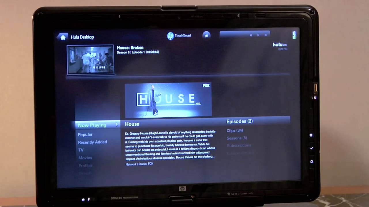 HP Touchsmart tx2 with Touch Twitter and Hulu Apps - YouTube