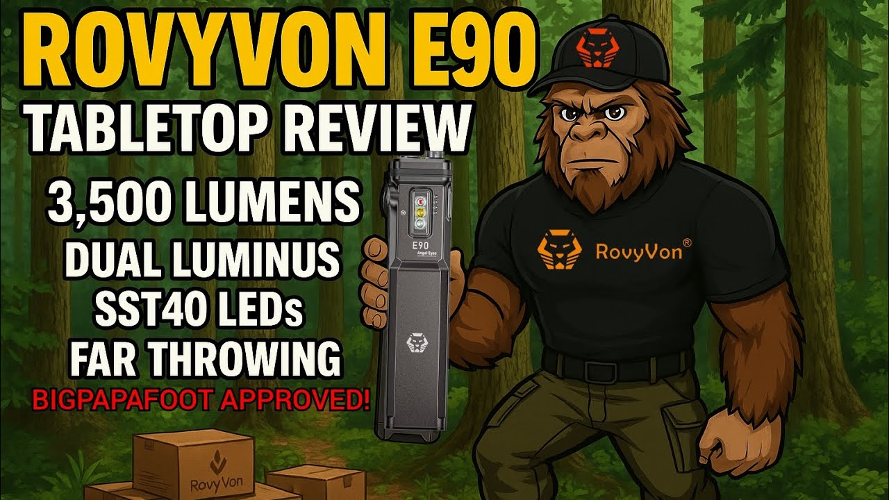 New RovyVon E90 3,500 Lumen EDC Flashlight Dual Luminus Sst40 emitters ...