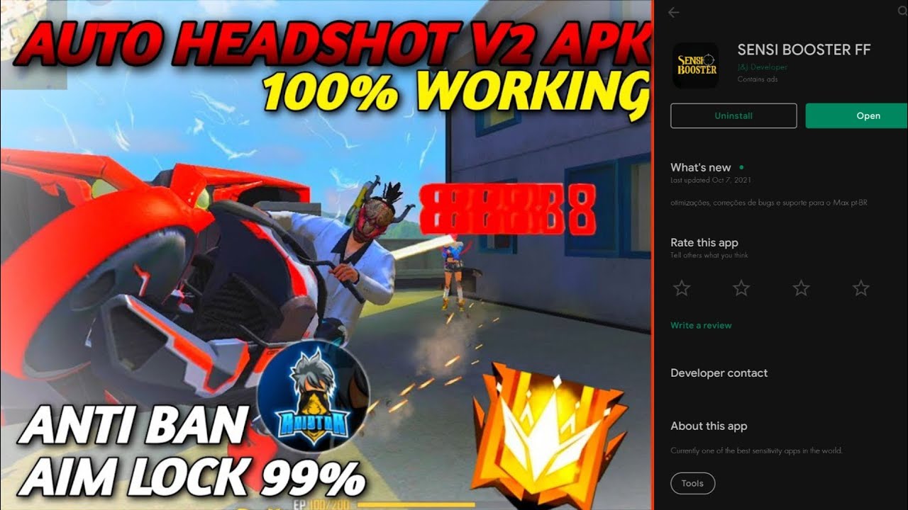 SENSI BOOSTER FF HEADSHOT APP FREE FIRE 2021 | AUTO HEADSHOT GFX TOOL 🔥 ...
