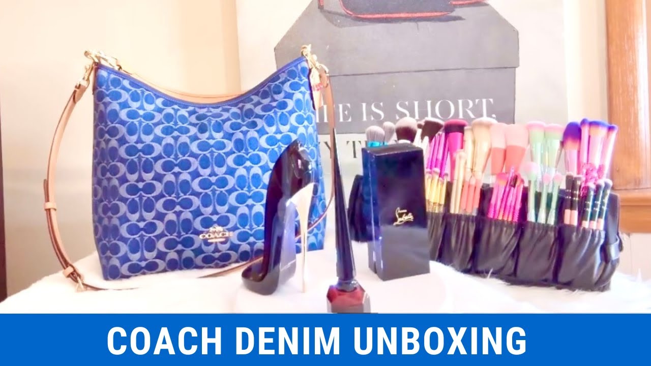 UNBOXING COACH LAUREL LARGE SHOULDER BAG IN SIGNATURE DENIM #coach # ...