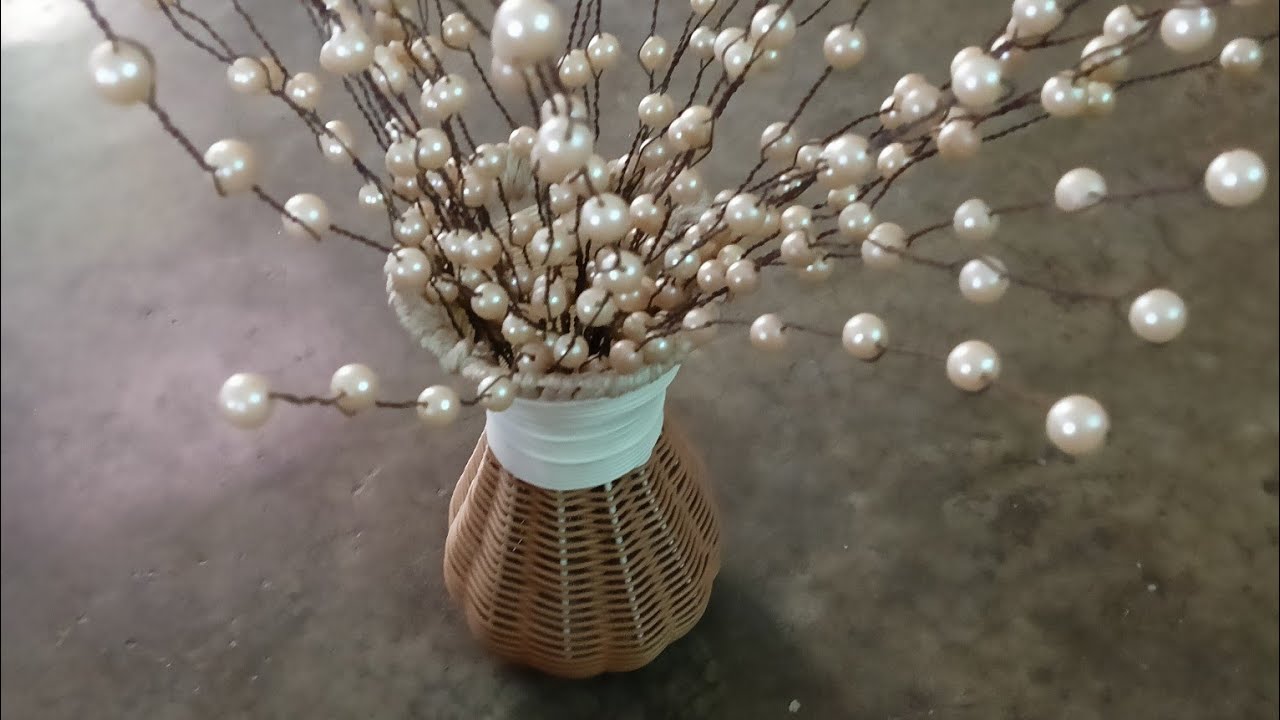 How to make Flower pot wath pearl flower pot making - YouTube