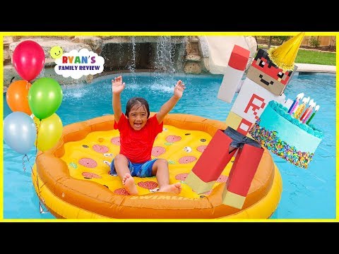 Ryan's 7th Happy Birthday Pool Party with Surprise Minecraft Red Titan!!!