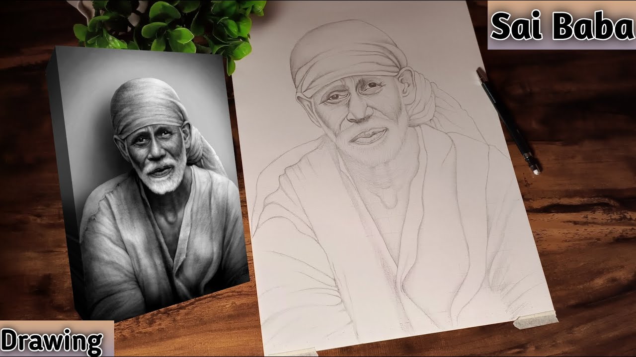 Sai Baba Drawing 🙏| How to draw Shirdi Sai Baba, Outline tutorial | Part-1 - YouTube