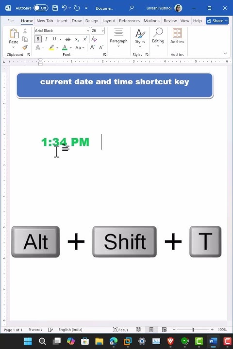 Current Date and Time Shortcut key in MS Word. - YouTube