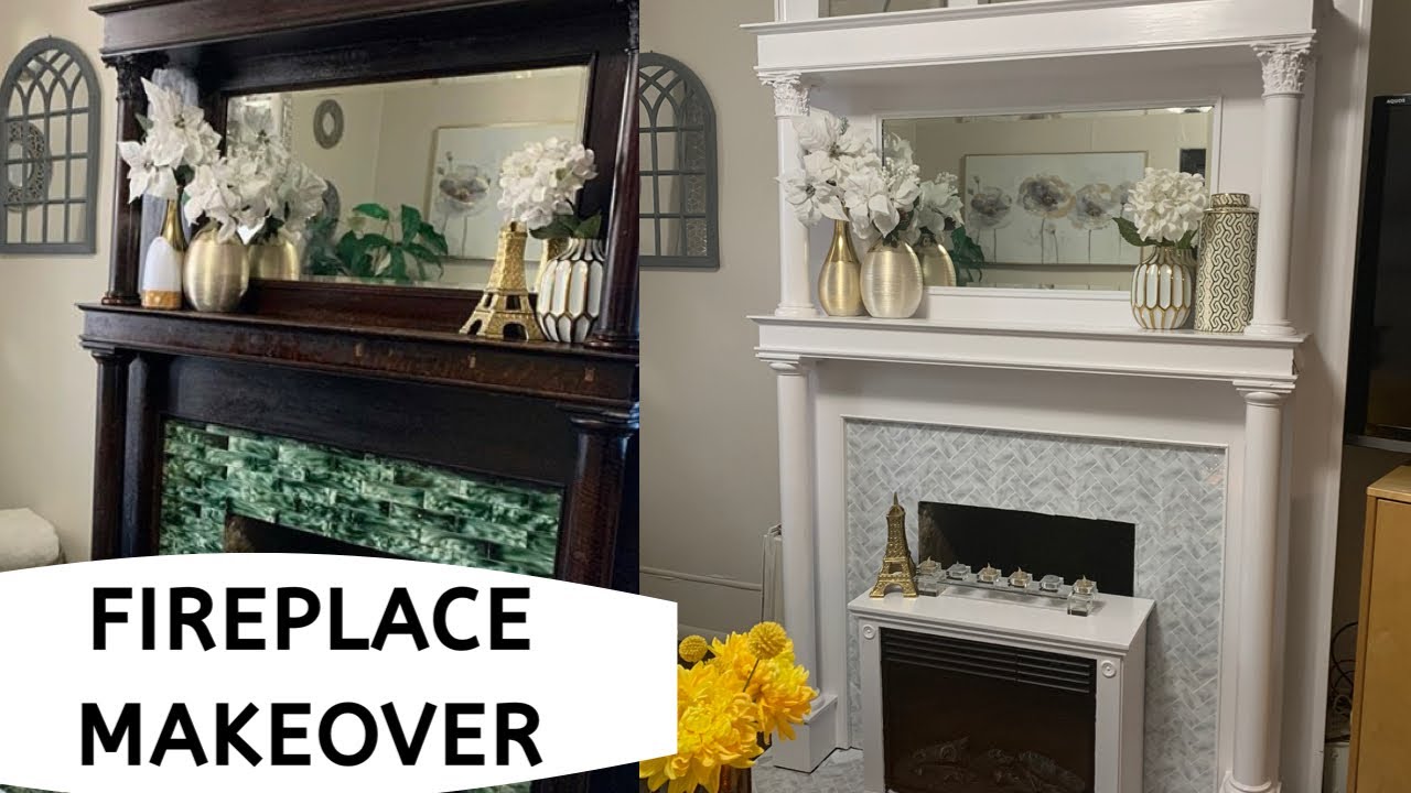 FIREPLACE MANTLE MAKEOVER - DIY FIREPLACE ULTIMATE TRANSFORMATION ...