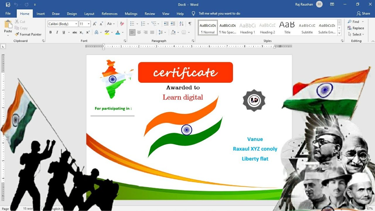 Make certificate for independence day program | independence day 2021 ...