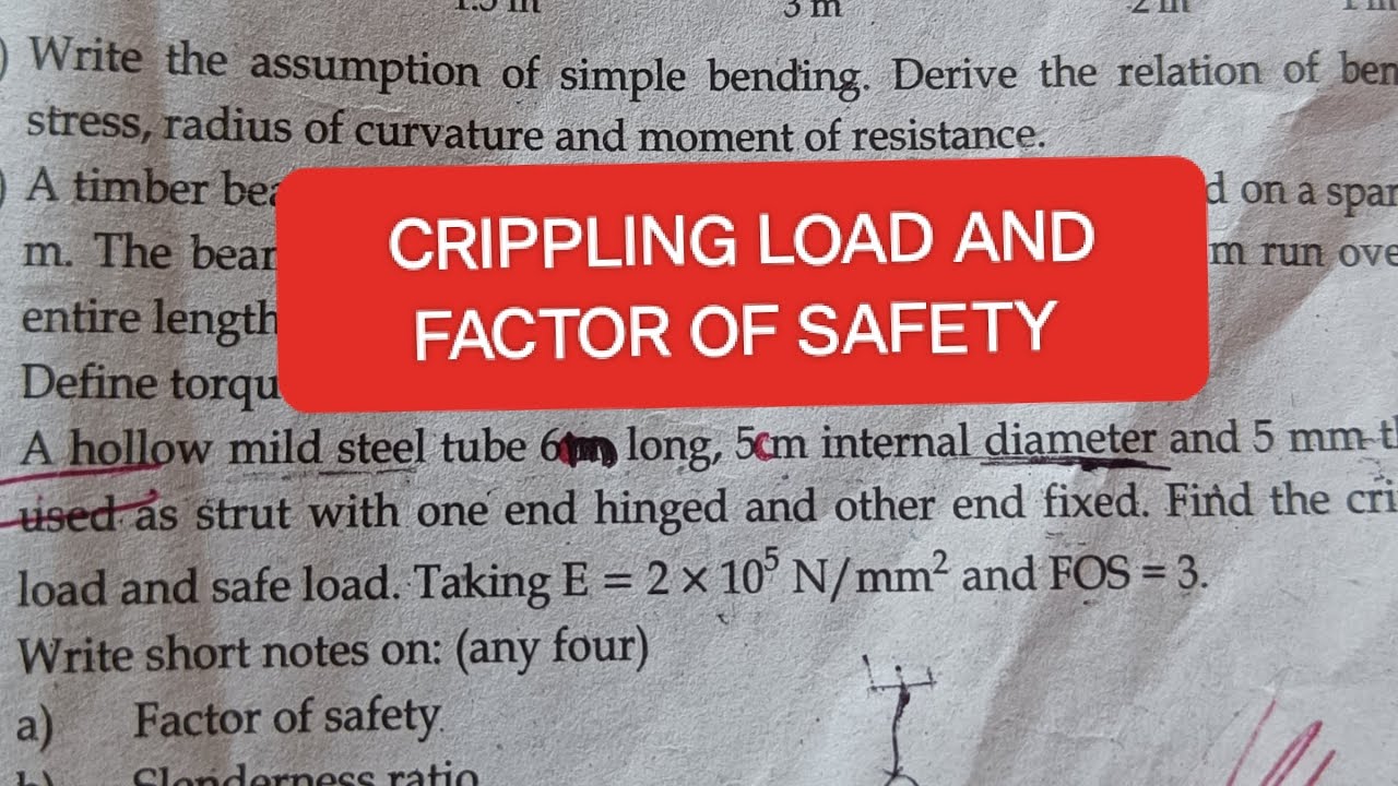 CRIPPLING LOAD AND FACTOR OF SAFETY | MECHANICS OF STRUCTURE NUMERICAL ...