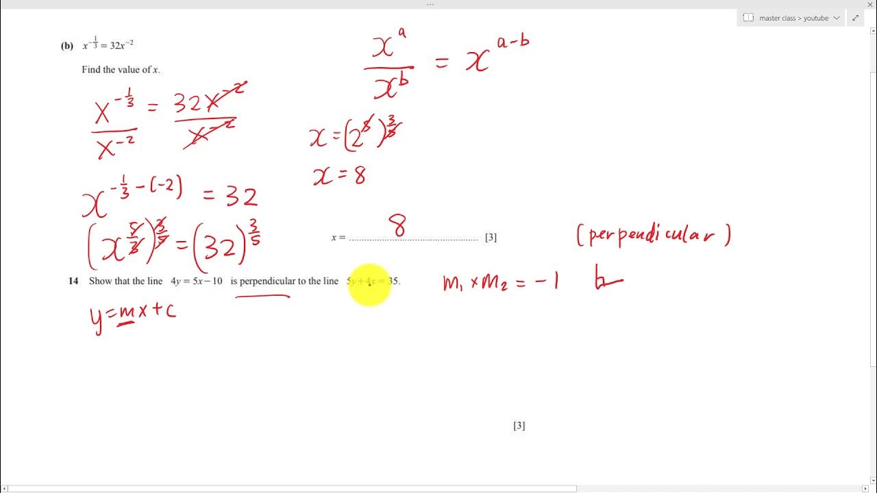 IGCSE - Extended Math - Hard Question - Indices and Perpendicular - YouTube