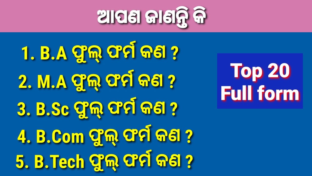 Full form of B.A, M.A, M.B.B.S, M.D, B.Sc etc. Full form of ...