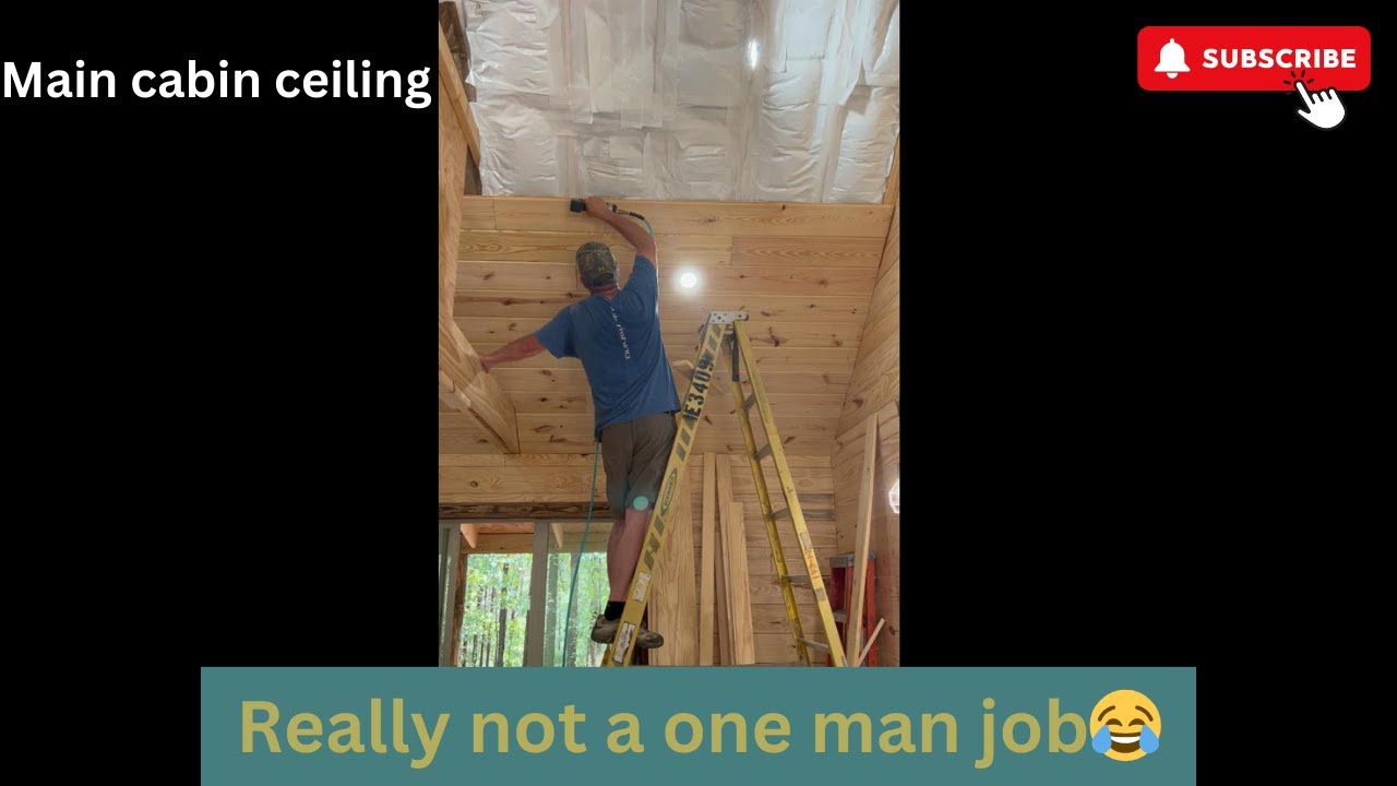 Off Grid Cabin ceiling started @ Scorpion Ridge OFF-GRID #cabinbuild # ...