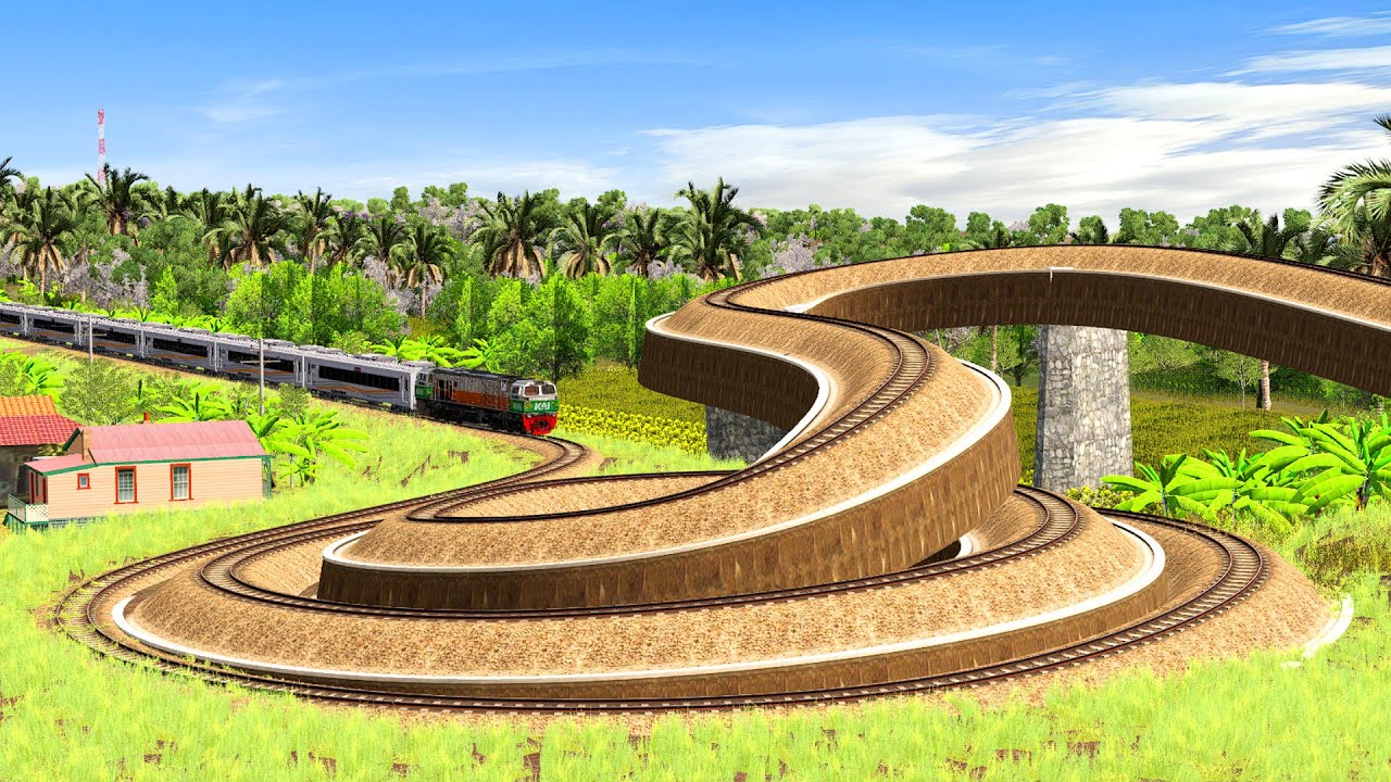 Kereta Api Melewati Rel Spiral Mini | Train Passing Mini Spiral Rails ...