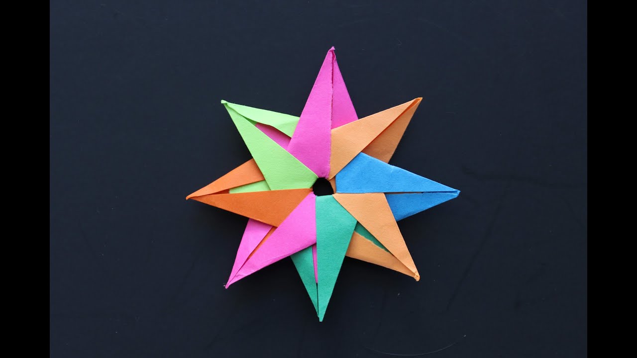 How to make a paper star: instruction| Star (8-color) - YouTube