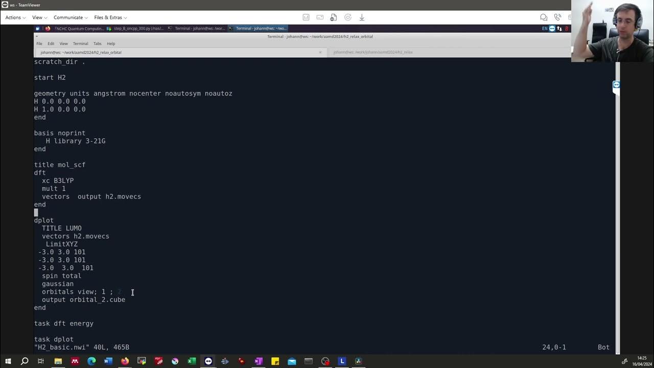 Preparing NWChem input for calculation of a orbital in CUBE file format - YouTube