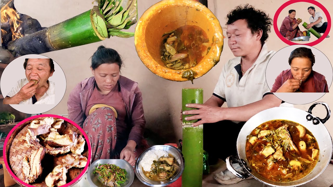 Bamboo Fire Pork in Nepali style || Natural cooking recipe || - YouTube