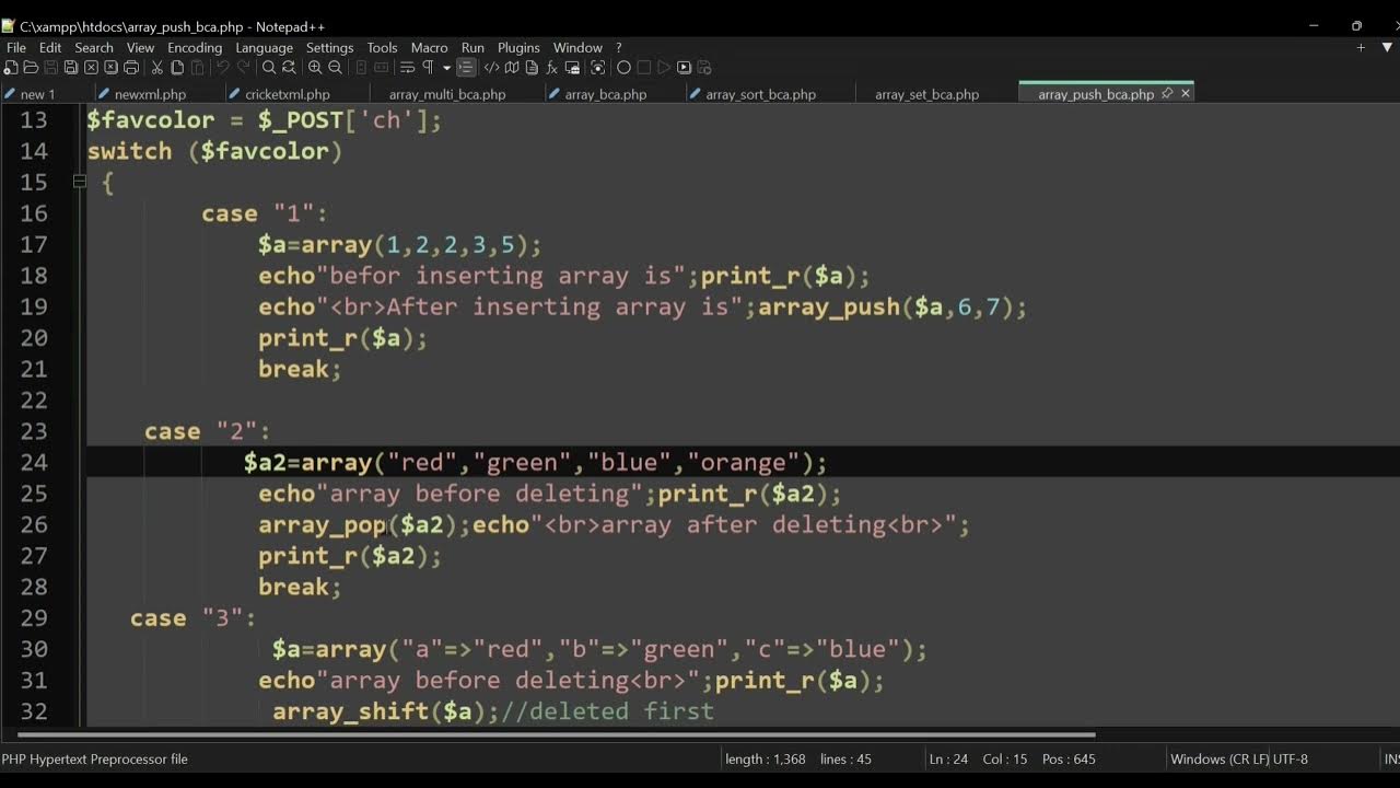 PHP-Array PUSH and POP - YouTube