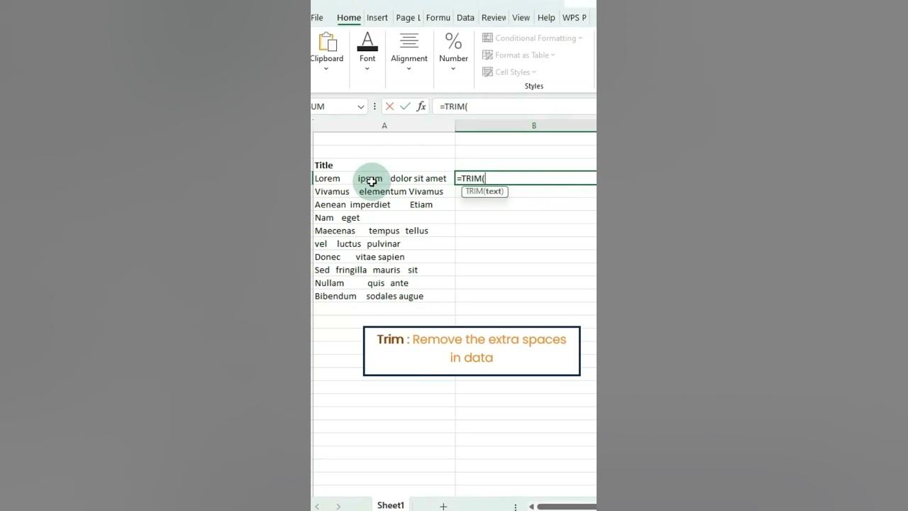 Trim Function In Excel Excelfansonly Exceltech Excelworld Exceltips Excel Youtube