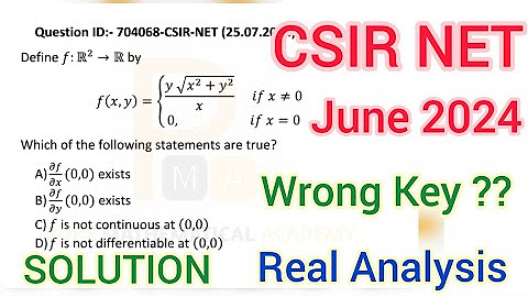 CSIR NET June 2024 Real Analysis Solution - YouTube