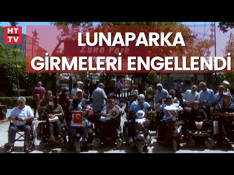 Akülü tekerlekli sandalye ile lunaparka alınmadılar!