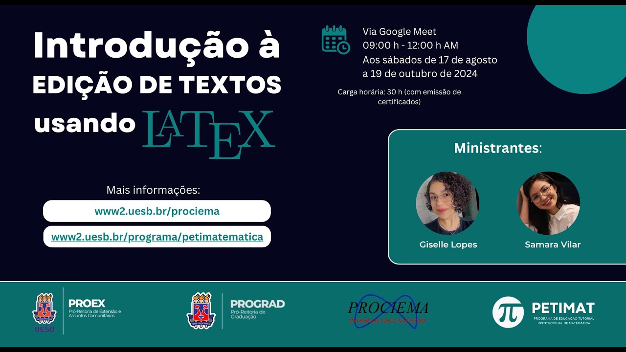 Introdução à Edição de Textos Usando LATEX - Aula 3 - Parte 1 - YouTube