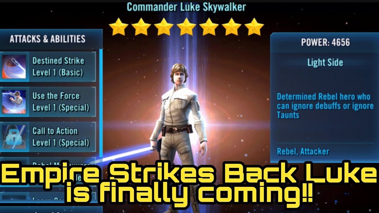 SWGOH: Empire Strikes Back Commander Luke Is Finally Coming!! - YouTube