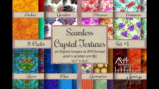 64 Seamless Crystal Textures, Set 1 - Glass Patterns, Digital Papers, Printable Scrapbook Papers
