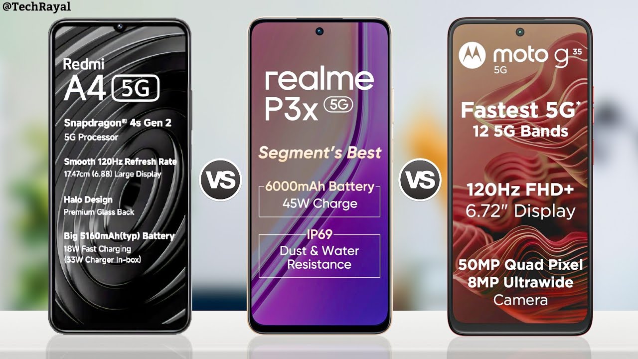 Redmi A4 5g vs Realme P3x 5g vs Moto G35 5g || Full Comparison - YouTube