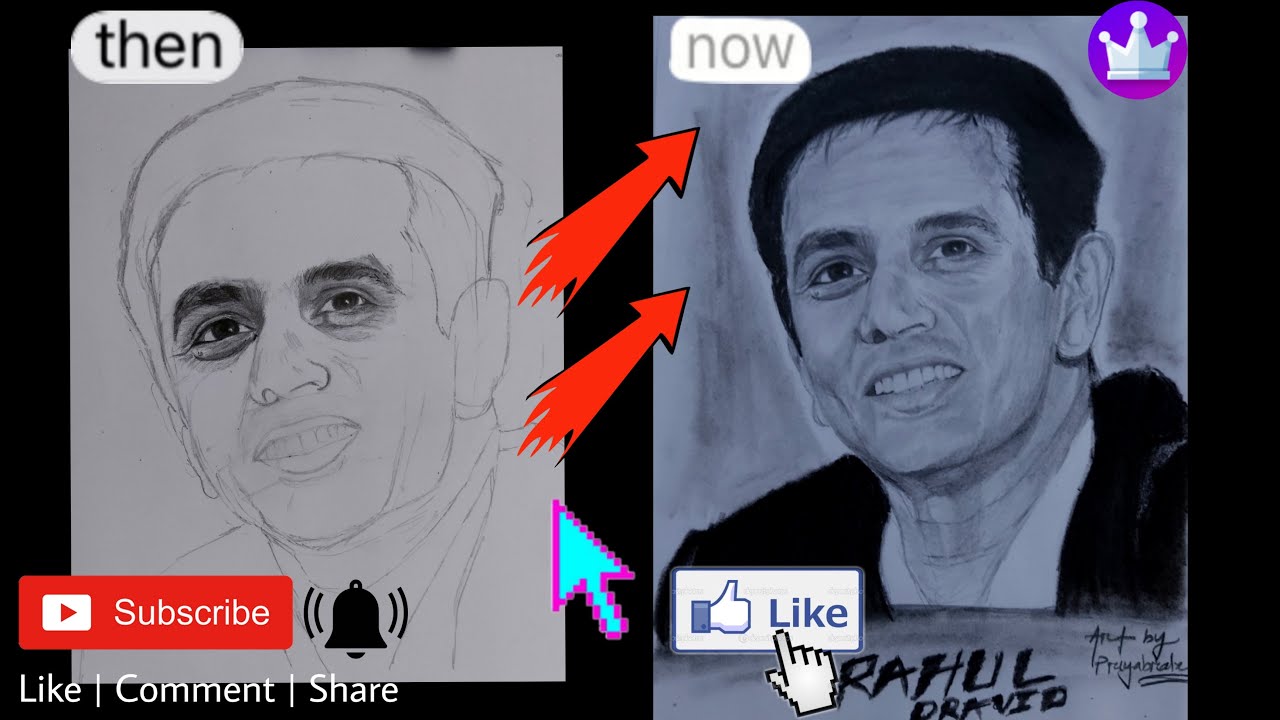 FACE AND HAIR SHADE// PORTRAIT// RAHUL DRAVID//SKETCH/ART//FULL VIDEO ...