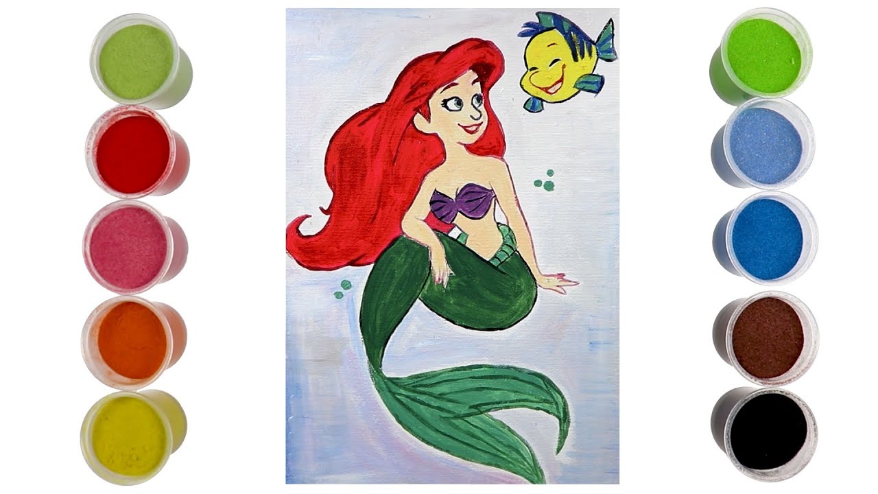 Mermaid Ariel | Painting by Numbers | Drawing Disney Princesses - YouTube