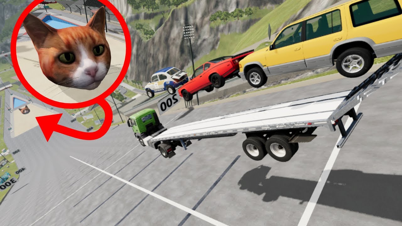Destroy all cars with a giant cat building. #3 🥵 BeamNG.drive - YouTube