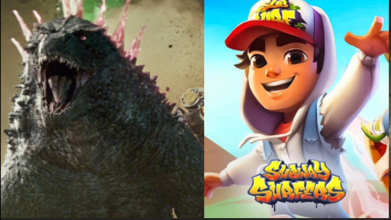 Godzilla and King Kong run to music Subway Surfers - YouTube