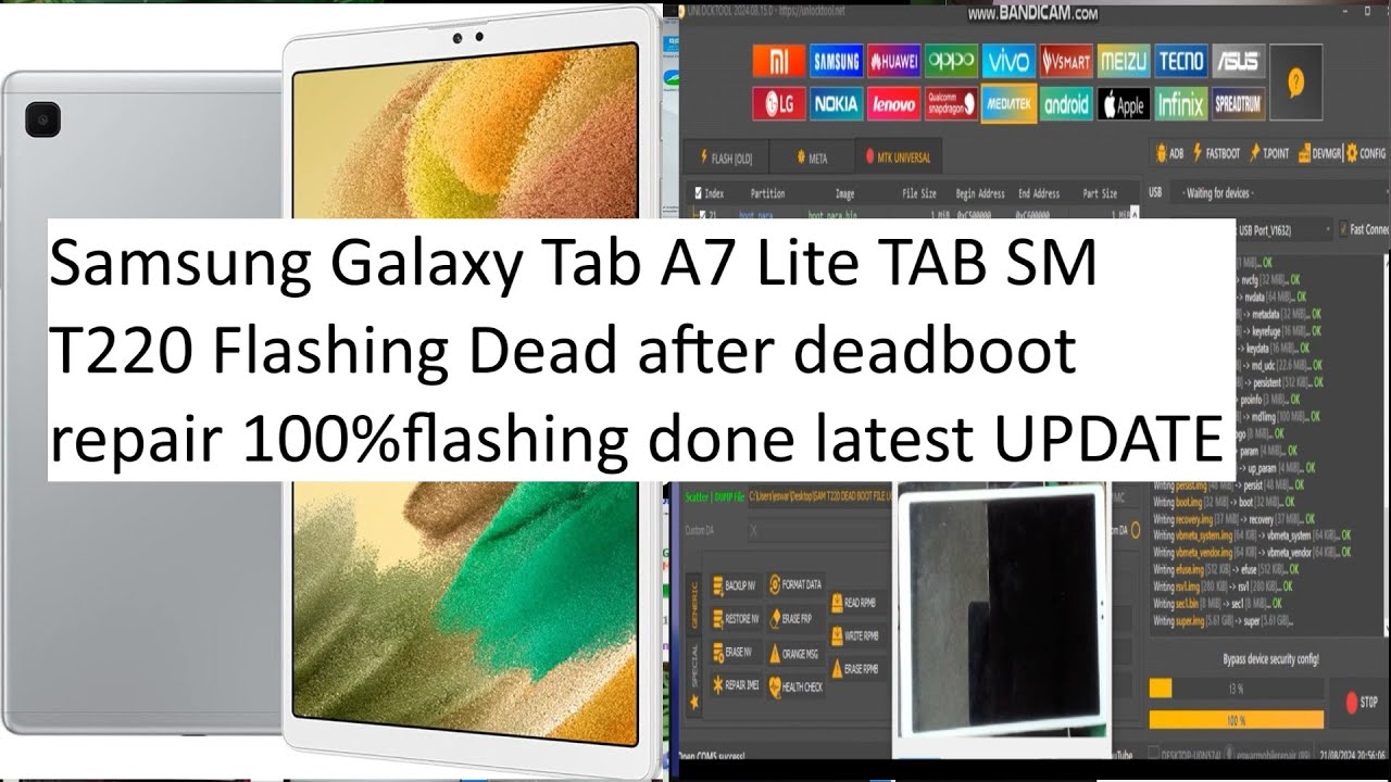 Samsung Galaxy Tab A7 Lite TAB SM T220 Flashing Dead after deadboot ...