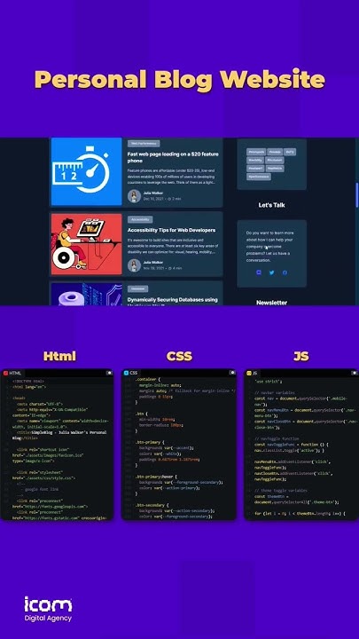Blog website design using Html Css & javascript #coding #education#trending#shortsfeed# ...