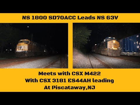 NS 63V rolls through Piscataway,NJ with NS 1800 SD70ACC “Yellow Bonnet” leading meets with CSX ...