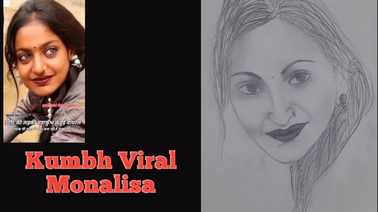 How To Draw Monalisa From Mahakumbh😎🥰/Mahakumbh Viral Girl Monalisa ...