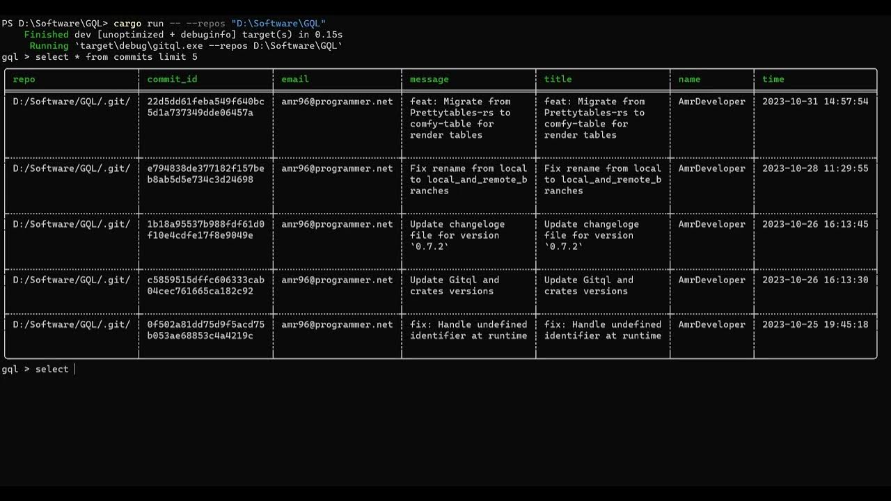 GQL (Git Query Language) Dynamic content resizing - YouTube