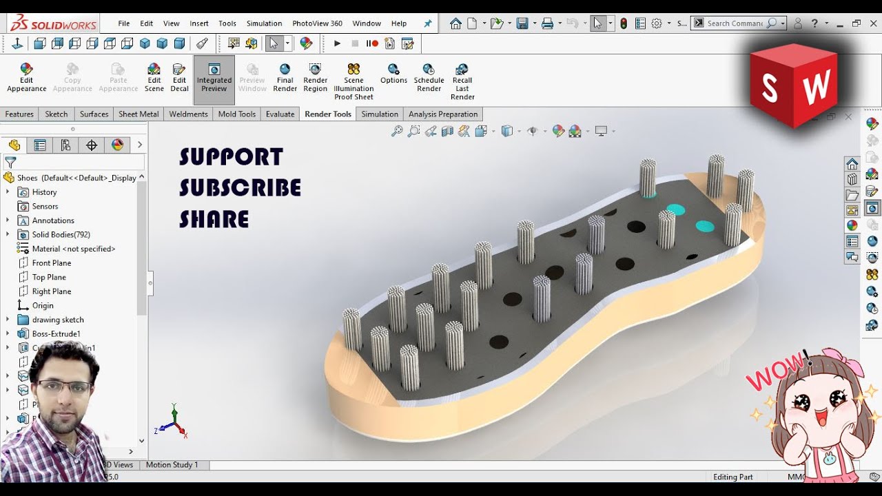 Solidworks | Foot Cleaner Slipper - YouTube