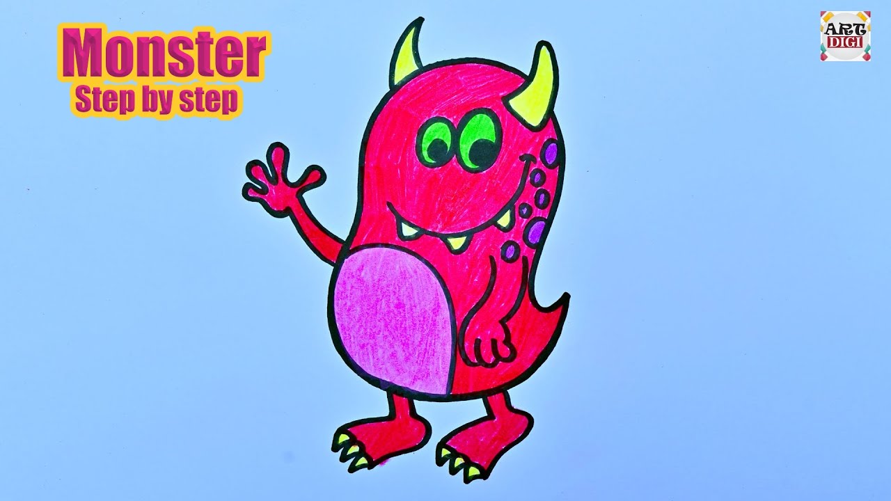 How to draw Monster | Step by step drawing for kids - YouTube