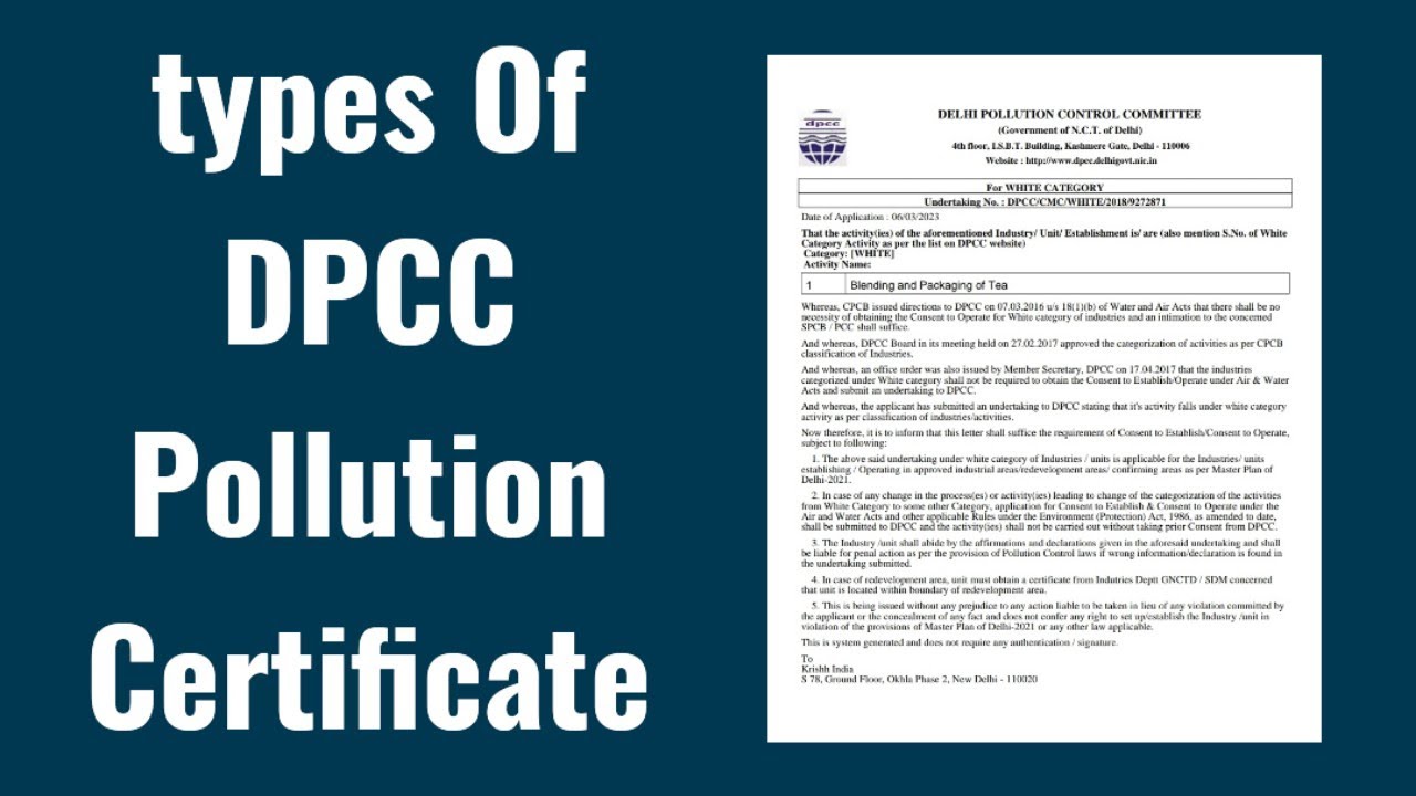 Different Types Of DPCC Pollution Certificate | Types Of DPCC Pollution ...