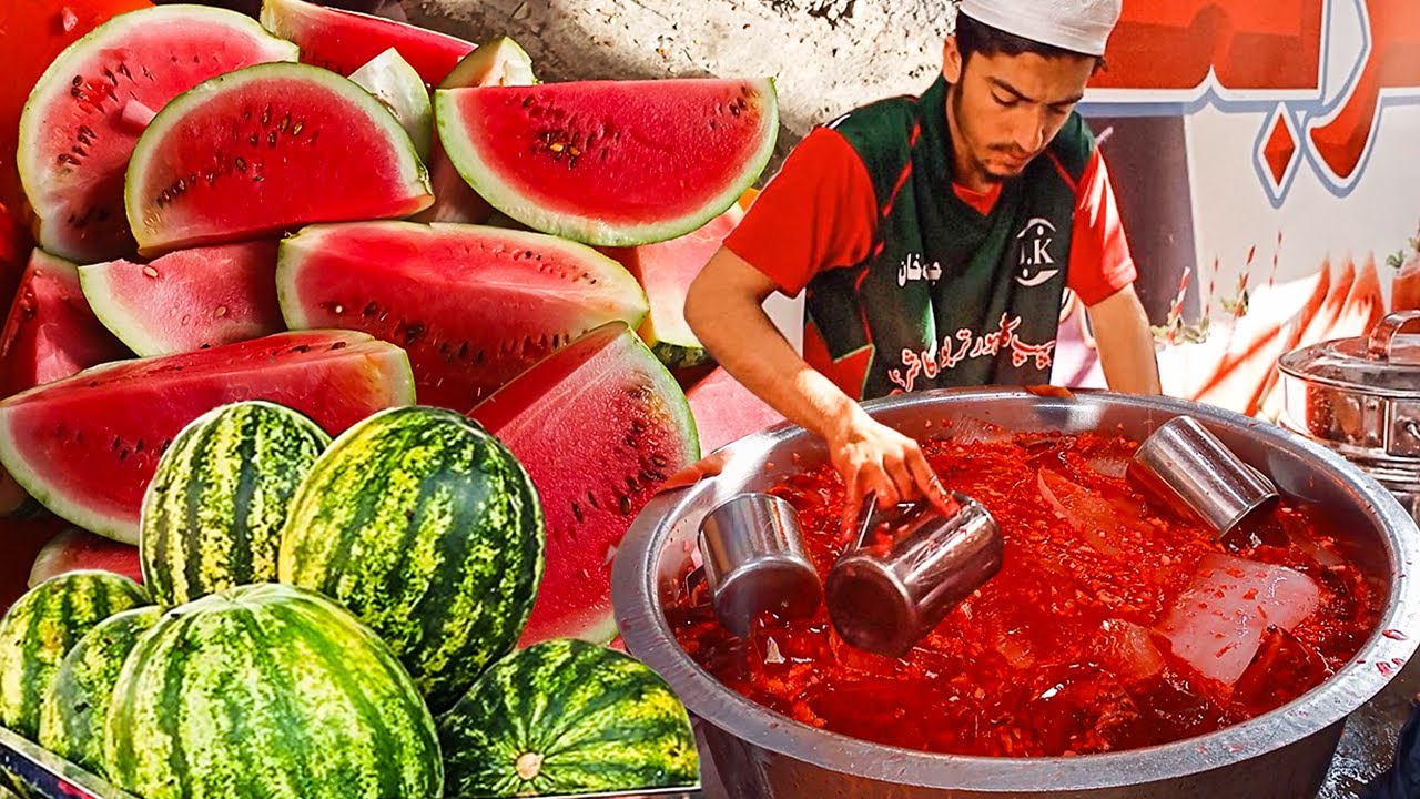 AMAZING WATERMELON JUICE l Fruit Ninja Watermelon Cutting Skills l ...